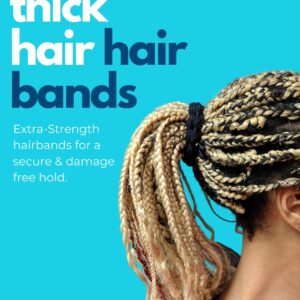 Bunzee Bands Large Hair Band for Thick, Curly, Natural Hair - Cushioned No Damage Hair Ties Ideal For Braids, Pineapple Hair - Afro Puff Ponytail Holder - Adjustable, Extra Stretchy (Black 2Pk)