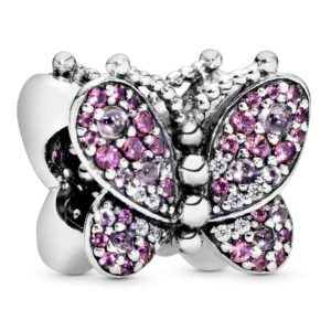 pandora dazzling pink butterfly 925 sterling silver charm - 797882nccmx