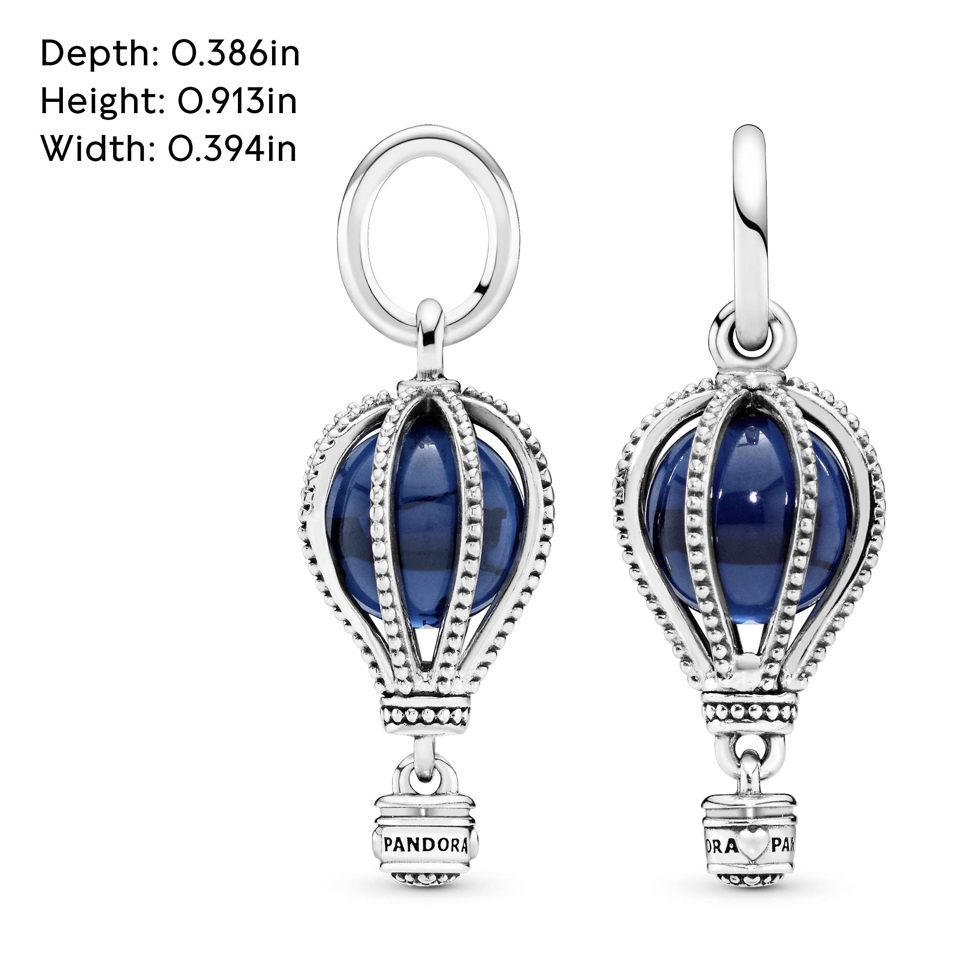 Pandora Blue Hot Air Balloon Travel Charm - Compatible Moments Bracelets - Jewelry for Women - Gift for Women in Your Life - Made with Sterling Silver & Man-Made Crystal