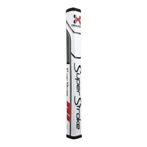 superstroke traxion ss2r™ squared golf putter grip, white/red/gray (ss2r™) | advanced surface texture that improves feedback and tack | minimize grip pressure with a unique parallel design