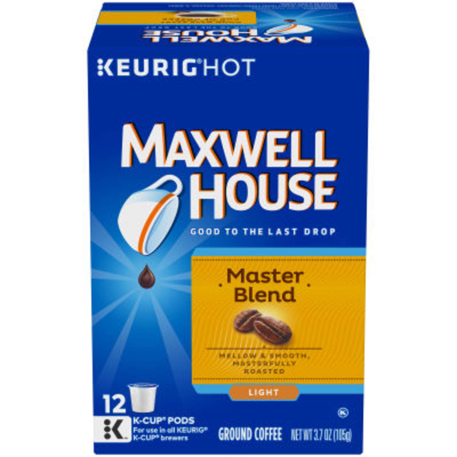 Maxwell House Master Blend Coffee, Light Roast K-Cup Packs, 12 count Box (Pack of 3)