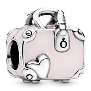 pandora pink travel bag charm - compatible moments bracelets - jewelry for women - gift for women in your life - made with sterling silver & enamel