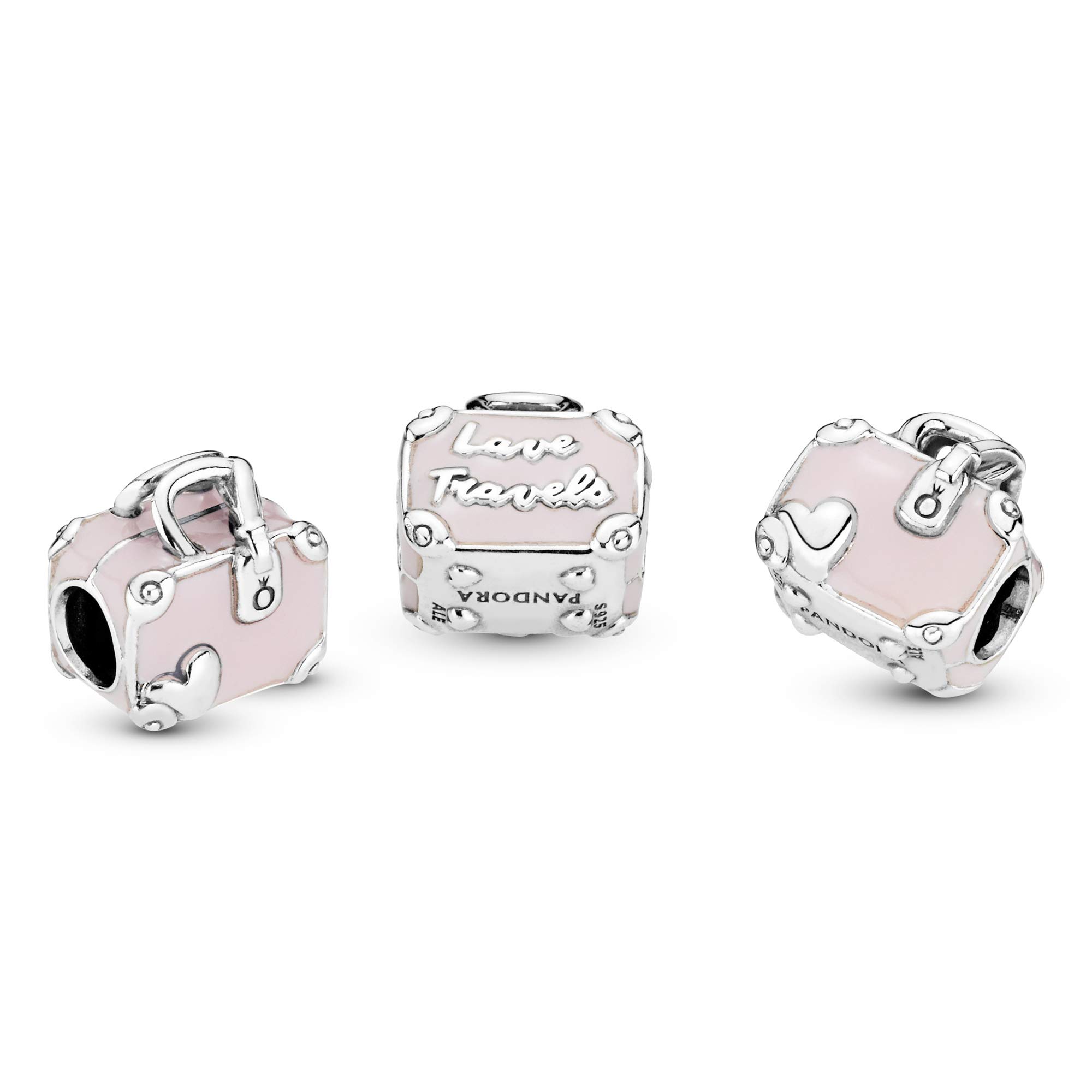 Pandora Pink Travel Bag Charm - Compatible Moments Bracelets - Jewelry for Women - Gift for Women in Your Life - Made with Sterling Silver & Enamel