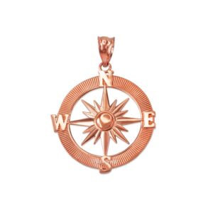 la blingz 14k rose gold compass pendant