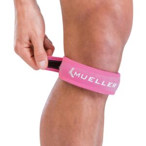 MUELLER Sports Medicine Jumper's Knee Single Strap, Knee Pain Relief Support for Men and Women, Ideal for Osgood-Schlatter's, Runner's Knee, Patellar Tendinitis, Pink, One Size