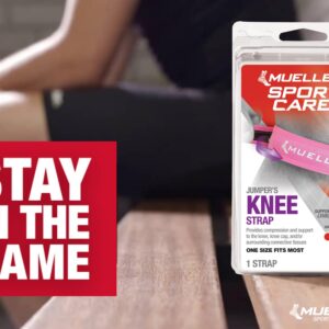 MUELLER Sports Medicine Jumper's Knee Single Strap, Knee Pain Relief Support for Men and Women, Ideal for Osgood-Schlatter's, Runner's Knee, Patellar Tendinitis, Pink, One Size