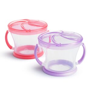 munchkin® snack catcher® toddler snack cups, 2 pack, pink/purple