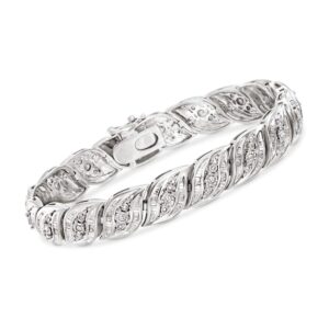 ross-simons 1.00 ct. t.w. diamond bracelet in sterling silver. 8 inches