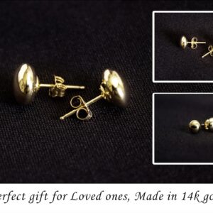 Silver Smile - 14K Solid Yellow Gold Ball Earrings for Women and Girls, Light Weight Studs, Attractive Butterfly Back Design, Ideal Gift for Loved Onces, Comes in 3mm/ 4mm/ 5mm/ 6mm/ 7mm/ 8mm