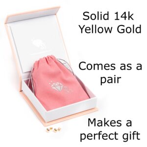 Silver Smile - 14K Solid Yellow Gold Ball Earrings for Women and Girls, Light Weight Studs, Attractive Butterfly Back Design, Ideal Gift for Loved Onces, Comes in 3mm/ 4mm/ 5mm/ 6mm/ 7mm/ 8mm