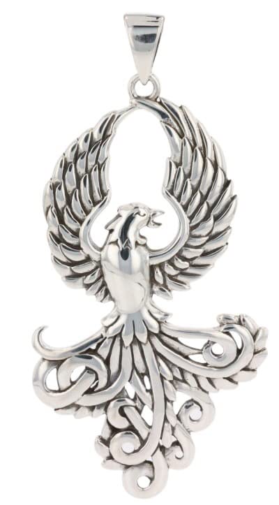 Jewelry Trends Eagle Wing Rising Phoenix Sterling Silver Pendant