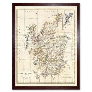 1799 clement cruttwell map scotland vintage art print framed poster wall decor 12x16 inch