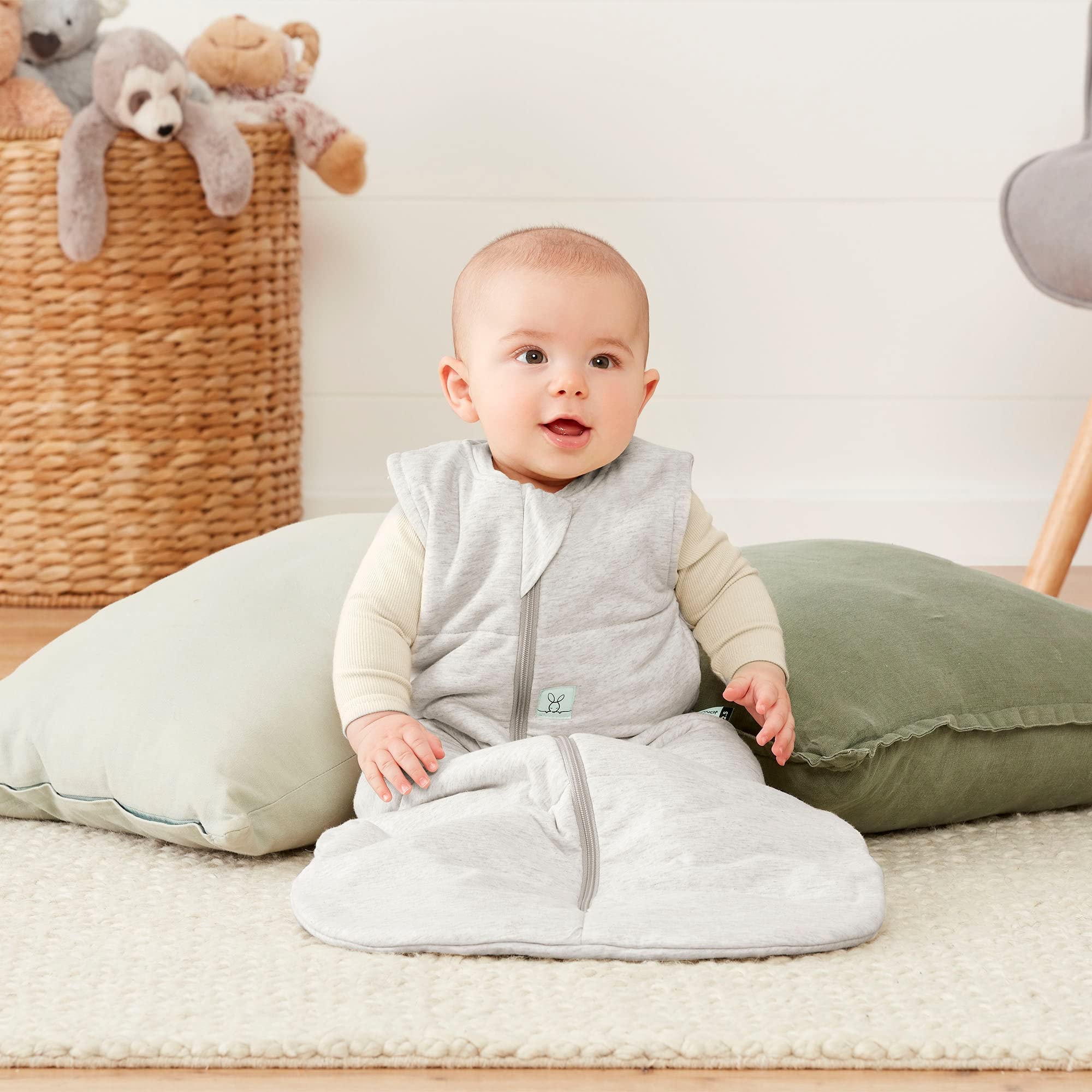 ergoPouch 1.0 Tog Jersey Sleeping Bag - Organic Cotton Baby Sleeping Bag, Made of Soft & Breathable Material for Peaceful Night's Sleep (Grey Marle, 8-24 months)