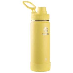 takeya actives 18 oz vacuum insulated stainless steel water bottle with spout lid, premium quality, canary