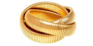 janis by janis savitt high polished gold cobra bracelet with 5/8 inch wide flexible stretch omega bands