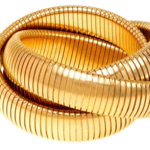 JANIS BY JANIS SAVITT High Polished Gold Cobra Bracelet with 5/8 Inch Wide Flexible Stretch Omega Bands