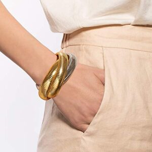 JANIS BY JANIS SAVITT High Polished Gold Cobra Bracelet with 5/8 Inch Wide Flexible Stretch Omega Bands