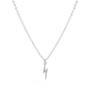 artmiss lightning bolt pendant necklace women simple charm bar choker chain jewelry for women (silver)