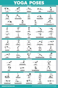 quickfit yoga position exercise poster - yoga asana poses chart - laminated, 18" x 27"