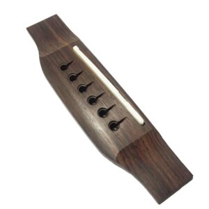 DISENS Acoustic Guitar Bridge Rosewood, Slotted Bone Nut and Saddle, 6 String Guitar Bridge Pins Replacement Parts