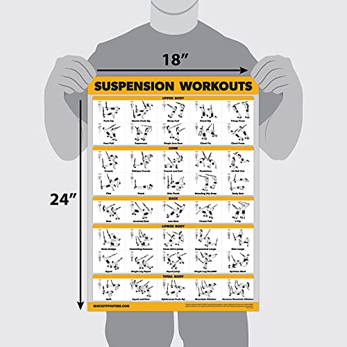 10 Pack - Exercise Workout Poster Set - Dumbbell, Suspension, Kettlebell, Resistance Bands, Stretching, Bodyweight, Barbell, Yoga Poses, Exercise Ball, Muscular System Chart (LAMINATED, 18" x 27")