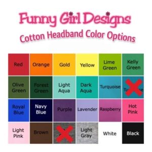 Funny Girl Designs TEAM SPORT Cotton Stretch Headband with your personalized GLITTER Text - 2.5 inch Wide Headband - Your COLORS and TEXT