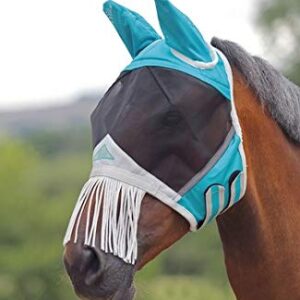 FINE MESH FLY MASK with NOSE FRINGE (Cob, Teal)