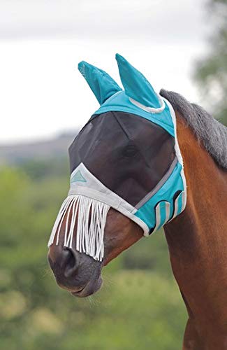 FINE MESH FLY MASK with NOSE FRINGE (Cob, Teal)