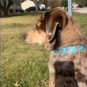 YUDOTE Floral Dog Collars Adjustable Nylon Collar with Quick Release Buckle for Female & Male Dogs, Green,Large