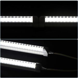 FTUBET T8 LED Light Tube, 4FT 60W, 6500Lm, 6500K Cool White Clear Cover, 4FT Tube Light,Linkable Integrated Fixture,T8 LED Shop Light for Garage,Warehouse,25PCS