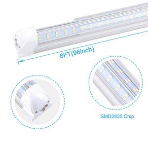 FTUBET T8 LED Light Tube, 4FT 60W, 6500Lm, 6500K Cool White Clear Cover, 4FT Tube Light,Linkable Integrated Fixture,T8 LED Shop Light for Garage,Warehouse,25PCS