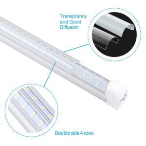 FTUBET T8 LED Light Tube, 4FT 60W, 6500Lm, 6500K Cool White Clear Cover, 4FT Tube Light,Linkable Integrated Fixture,T8 LED Shop Light for Garage,Warehouse,25PCS