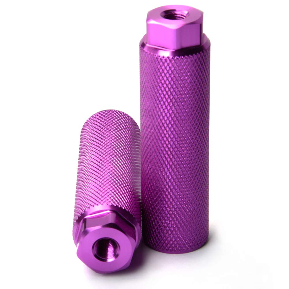 Vuwuma Amotor Bike Pegs Aluminum Alloy Anti-Skid Lead Foot Bicycle Pegs BMX Pegs for Mountain Bike Cycling Rear Stunt Pegs Fit 3/8 inch Axles (Purple) 11