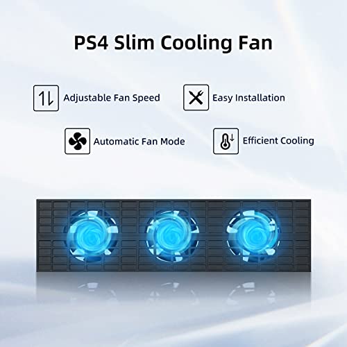 Mcbazel Dobe Intelligent External Auto Temperature Control 3-Fan Cooling Fan Cooler for PS4 Slim Gaming Console [NOT for PS4 PS4 Pro]