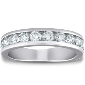 1 1/2 ct diamond wedding ring channel set half eternity womens band white gold - size 7