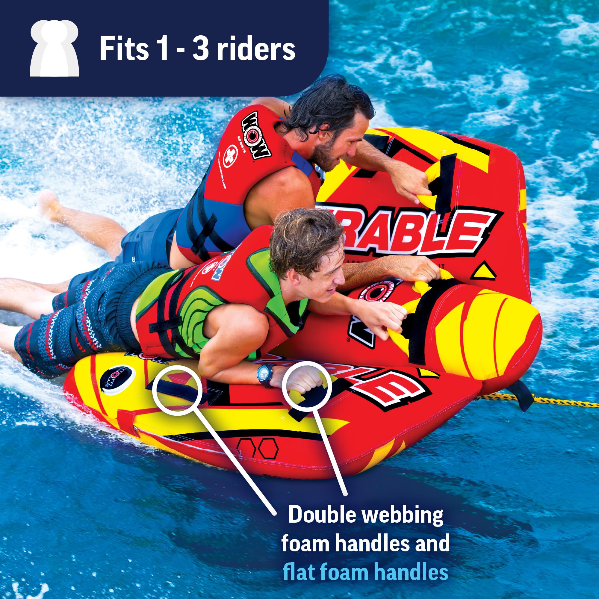 Wow Sports Steerable Tube for Boating - 1 to 2 Person Towable - Durable Tubes for Boating