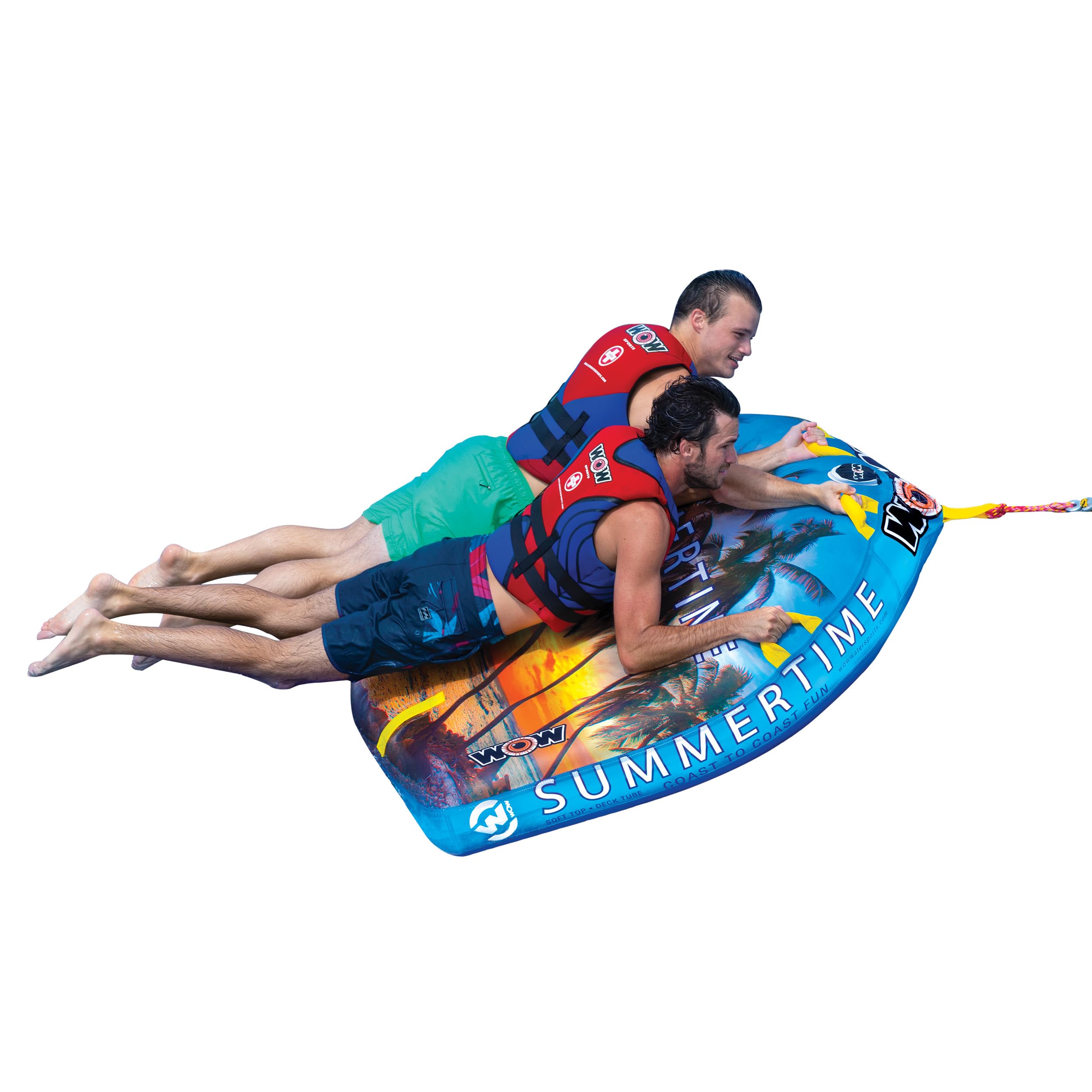 WOW Sports - Summer Time Soft Top Deck Tube - 2 person Inflatable Boating Accessory - Fits Kids & Adults