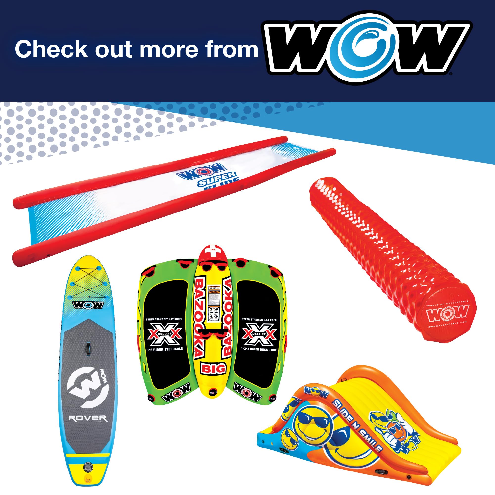 WOW Sports - Summer Time Soft Top Deck Tube - 2 person Inflatable Boating Accessory - Fits Kids & Adults