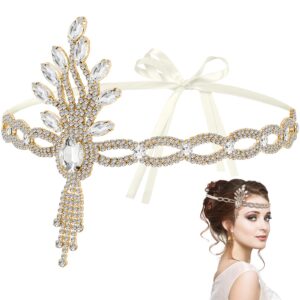 1920s Flapper Accessories Leaf Rhinestones Headpiece Great Accessories For Women Tassel Bride Wedding Head Bands Flapper Headband