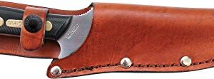 Old Timer 15OTCP Deerslayer 10.5in High Carbon S.S. Full Tang Fixed Blade Knife with 5.6in Clip Point Blade, Sawcut Handle, and Leather Belt Sheath for Hunting, Camping, Skinning, EDC, and Outdoor