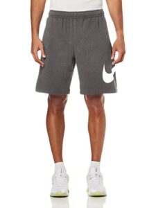 nike men's sportswear club short basketball graphic, charcoal heathr/white/white, medium