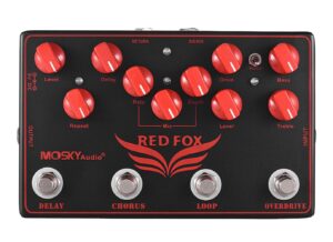 moskyaudio red fox multieffects 4-in-1 multi-functional guitar effect pedal with overdrive, loop, chorus and delay effects