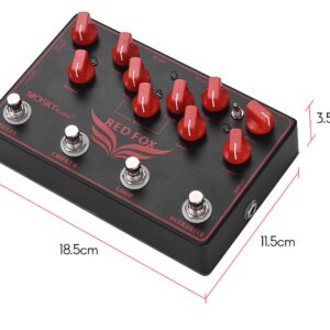 Moskyaudio Red FOX Multieffects 4-in-1 Multi-functional Guitar Effect Pedal with Overdrive, LOOP, Chorus and Delay Effects