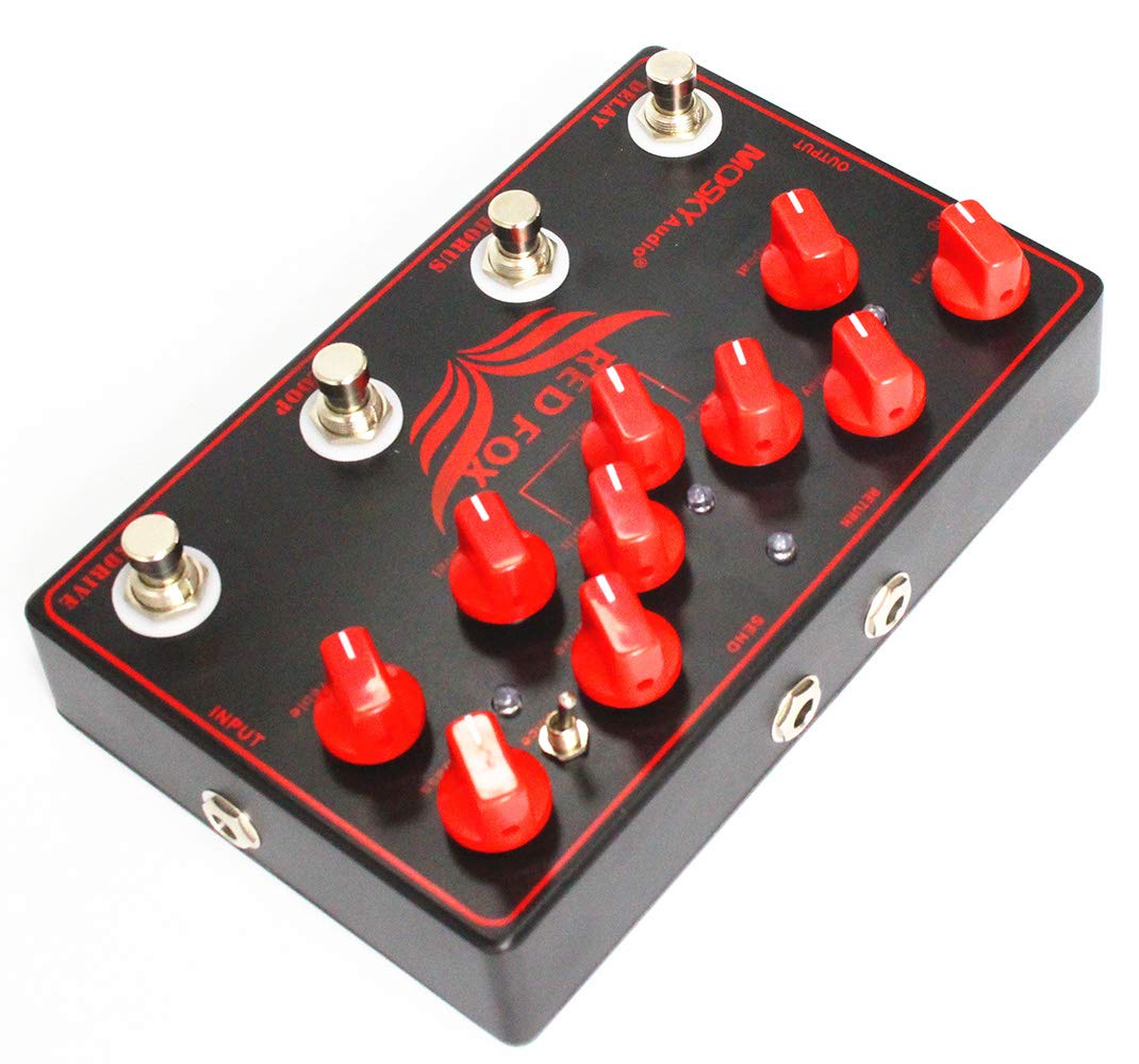 Moskyaudio Red FOX Multieffects 4-in-1 Multi-functional Guitar Effect Pedal with Overdrive, LOOP, Chorus and Delay Effects