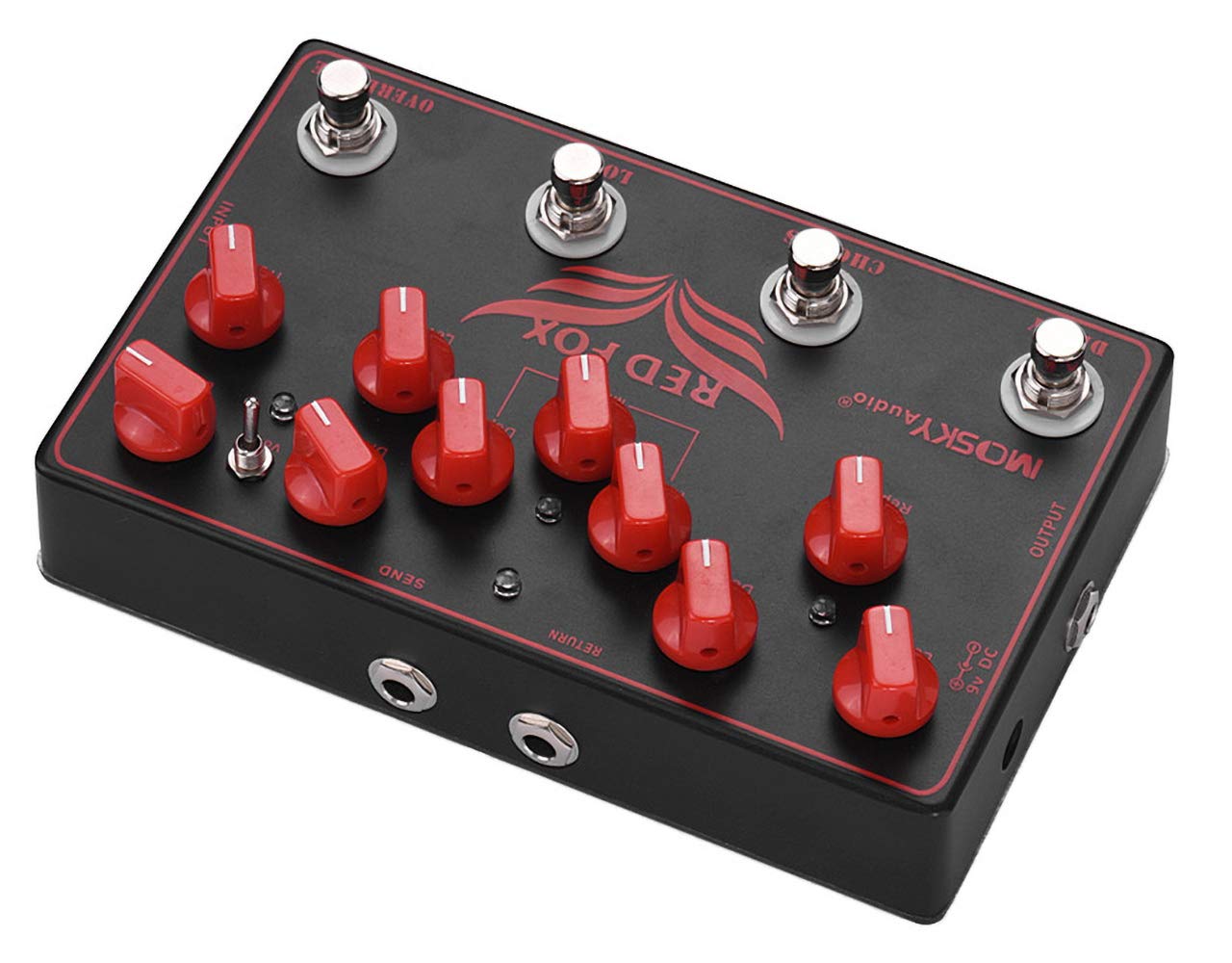 Moskyaudio Red FOX Multieffects 4-in-1 Multi-functional Guitar Effect Pedal with Overdrive, LOOP, Chorus and Delay Effects