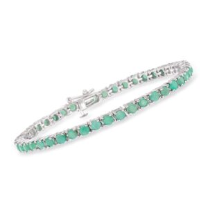 ross-simons 7.25 ct. t.w. emerald tennis bracelet in sterling silver. 8.25 inches