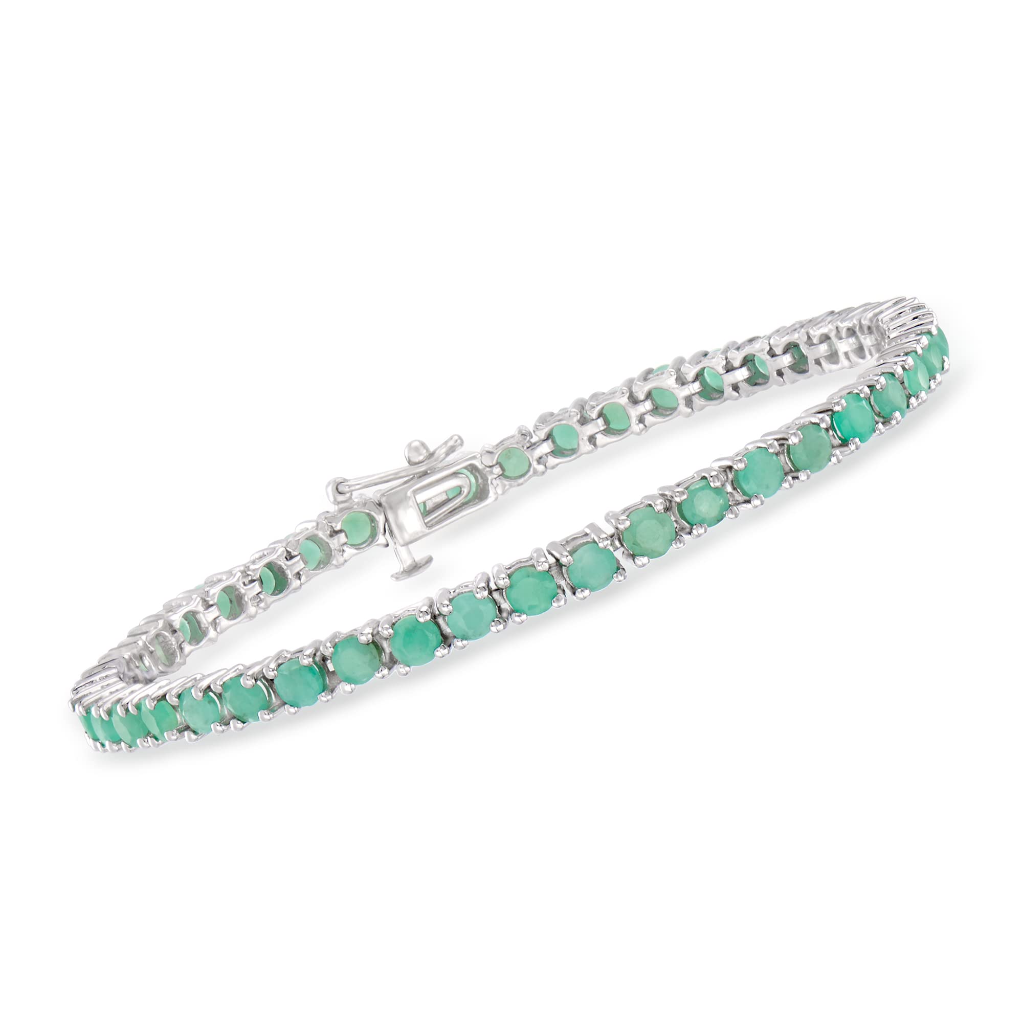 Ross-Simons 7.25 ct. t.w. Emerald Tennis Bracelet in Sterling Silver. 8.25 inches