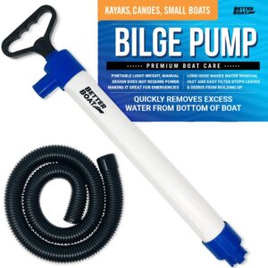 manual bilge pump for boats kayak canoe hand water pump | siphon pump bailer kayaking boat with hose portable held 20 gallons per minute suction marine grade regular