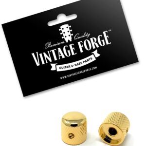 Vintage Forge Gold Metal Dome Knobs for Electric Guitar and Bass (Set of 2) 6mm Shaft with Set Screw DK50M-GLD