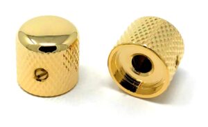 vintage forge gold metal dome knobs for electric guitar and bass (set of 2) 6mm shaft with set screw dk50m-gld